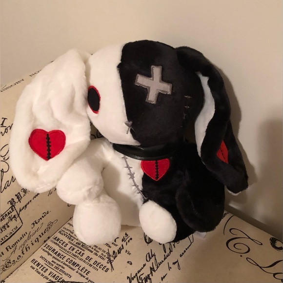 Toys | Goth Black White Bunny Plushie Approx 9 Tall From The Sitting ...